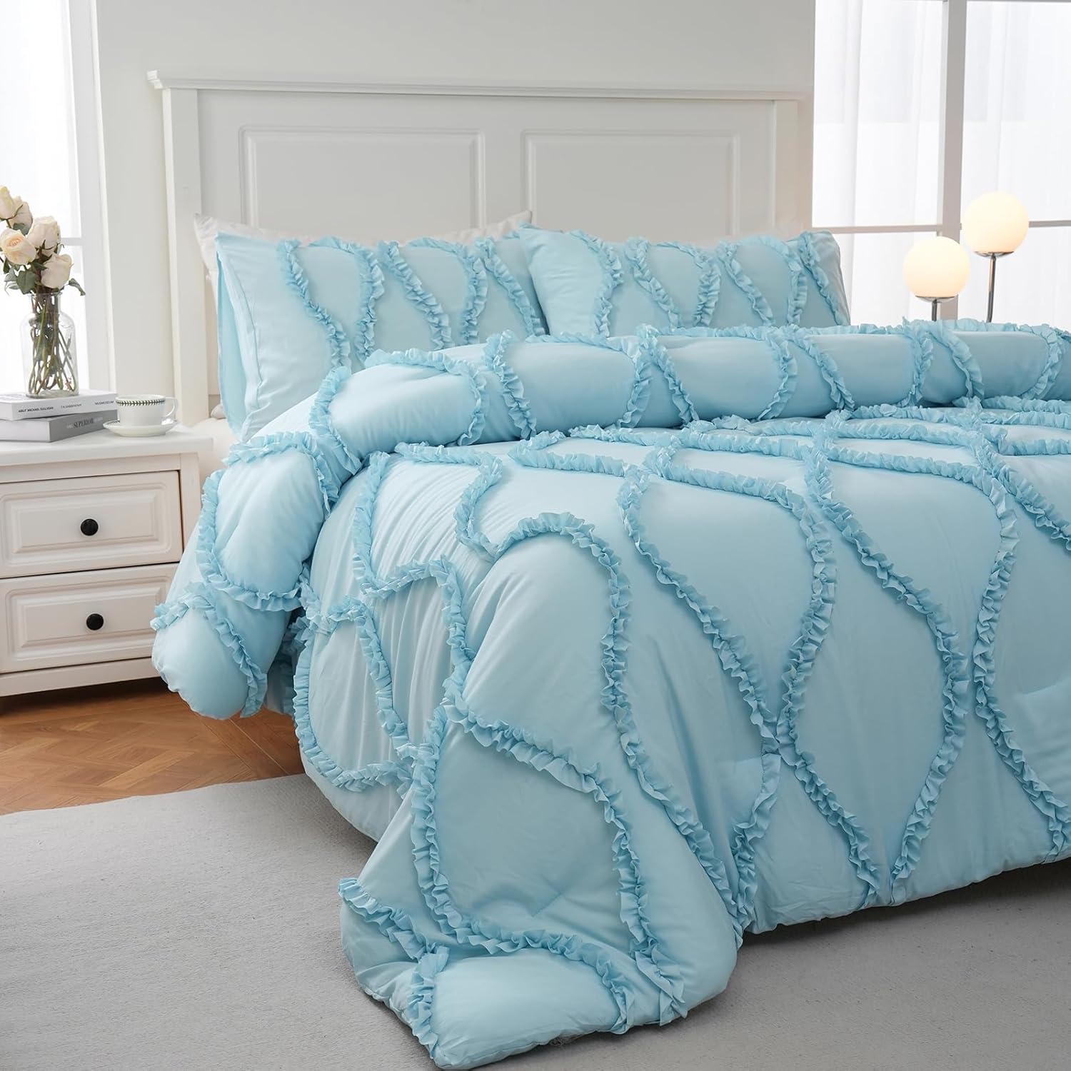 Amazon.com: Bedbay Blue Comforter Queen Size 3 Pieces Country Farmhouse ...