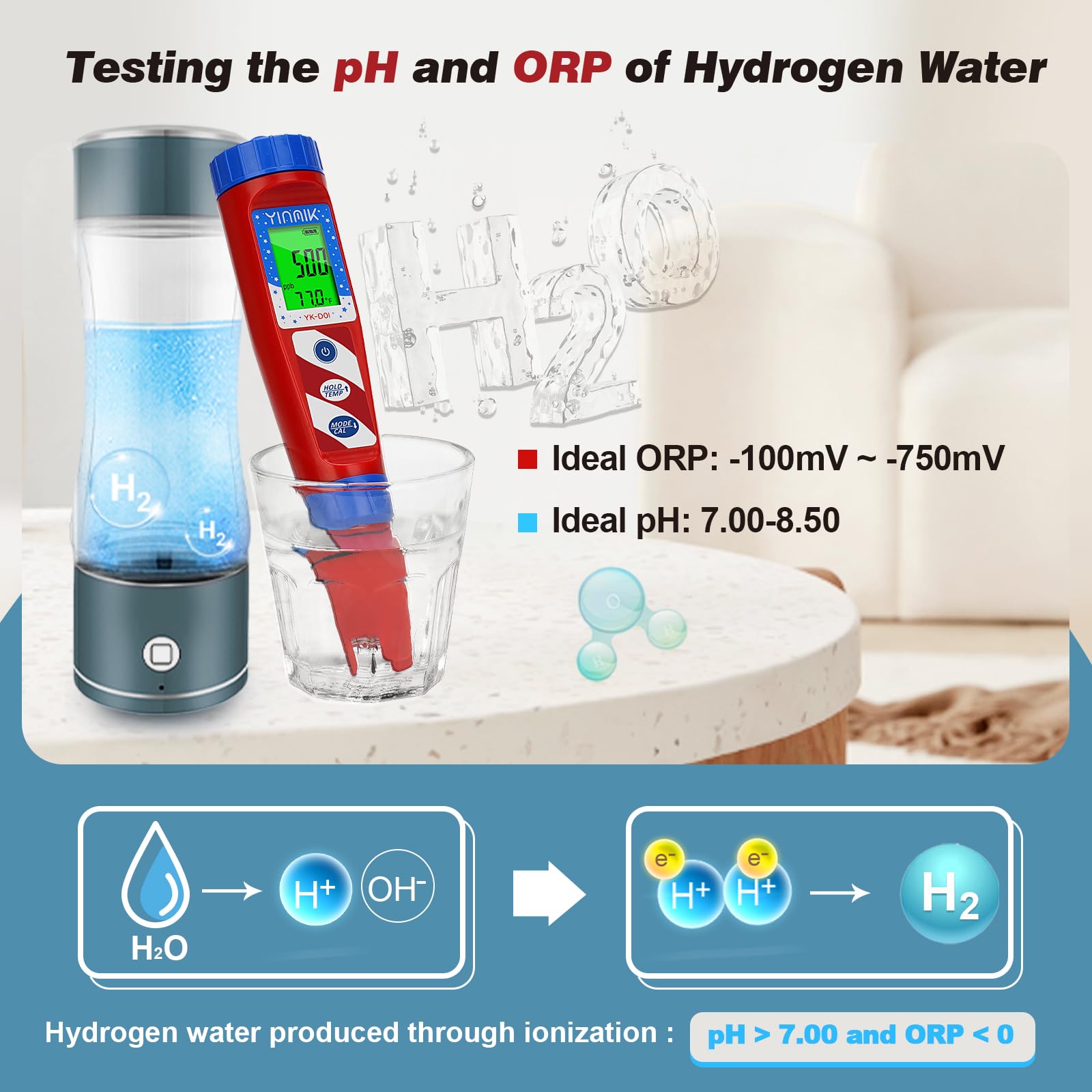 Snapklik.com : Hydrogen Water Tester, 2025 Hydrogen Tester, Digital ...