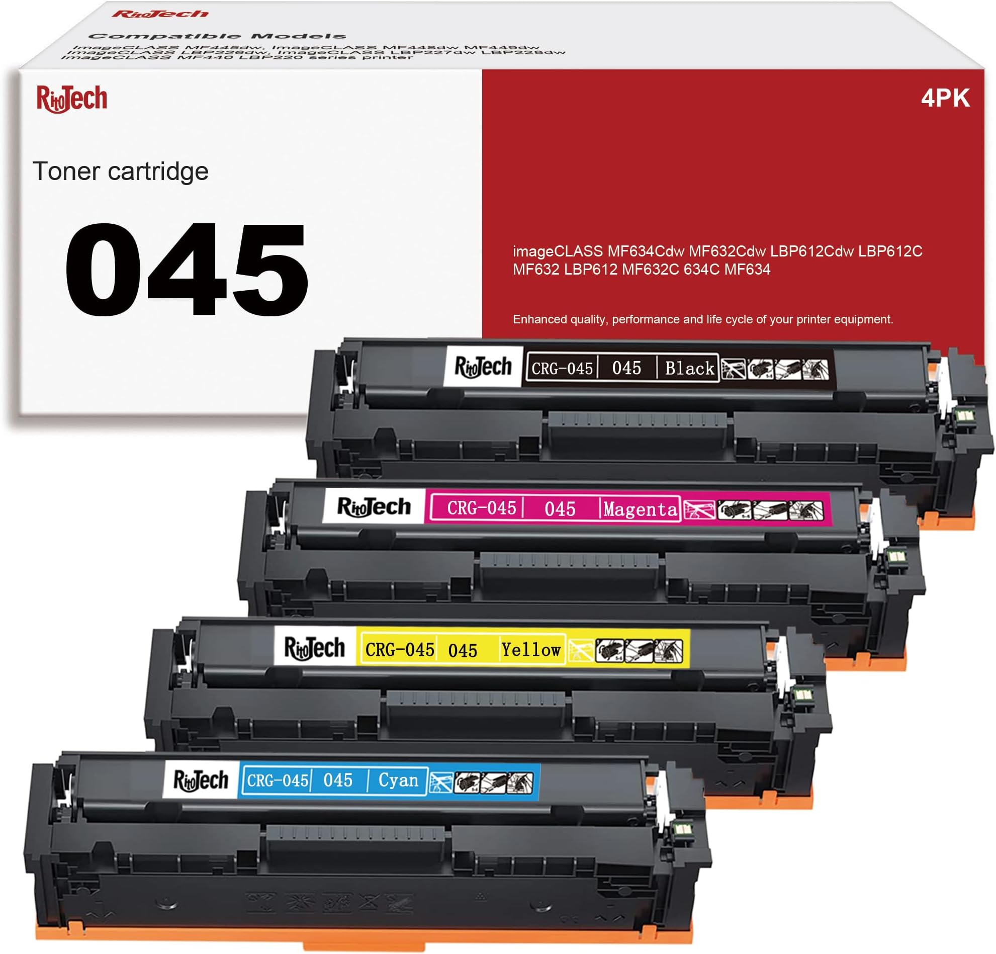 045 Toner Cartridge Set 4 Pack,Compatible Replacement for Canon 045H CRG-045 for Color ...