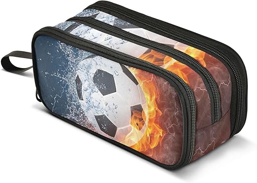 ISAOA Big Capacity Pencil Cases Water and Fire Football Pouch Bag Large ...