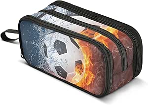 ISAOA Big Capacity Pencil Cases Water and Fire Football Pouch Bag Large ...