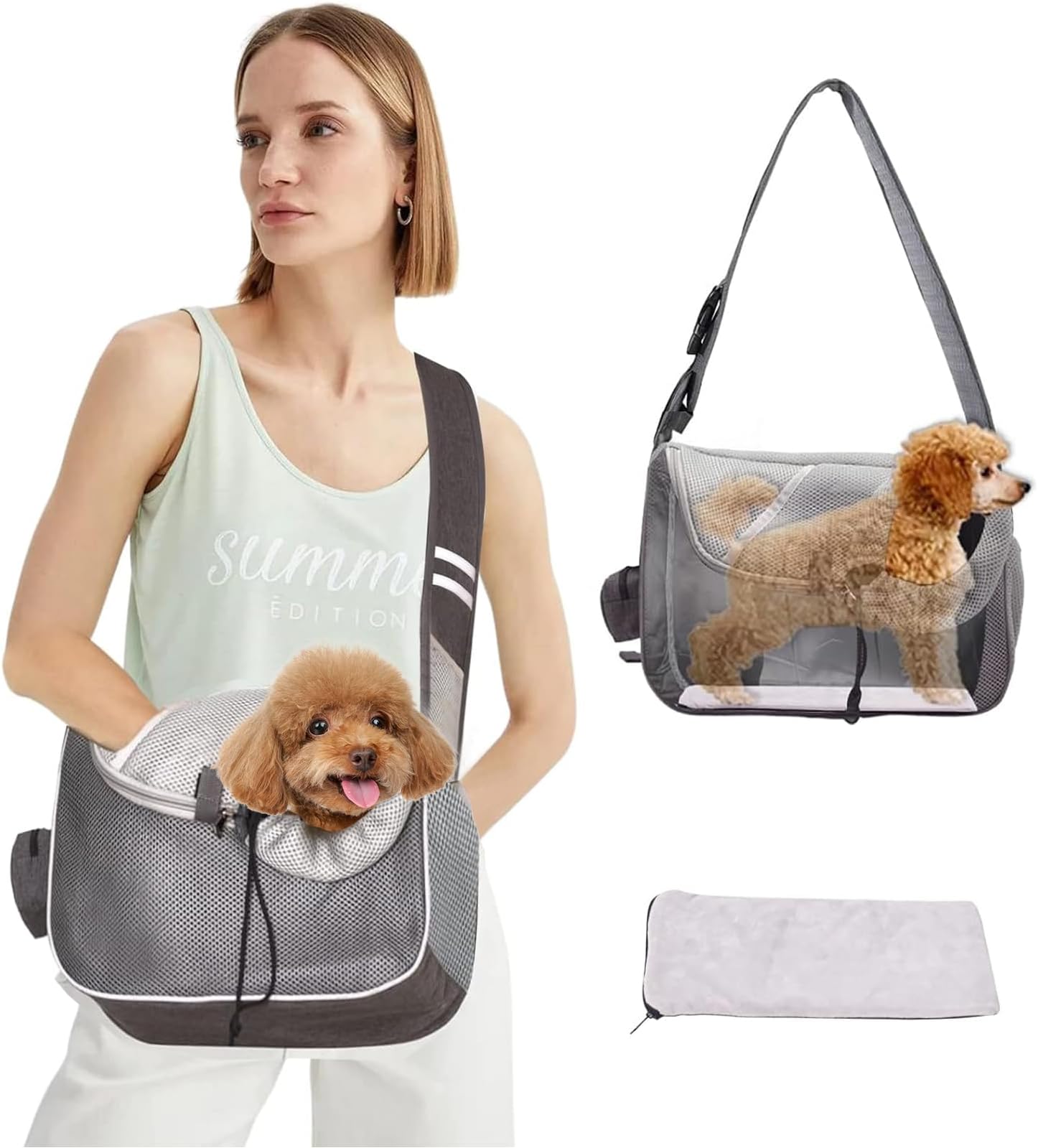 MQ Pet Dog Sling Carrier, Adjustable Hands-Free Puppy Carrier with ...