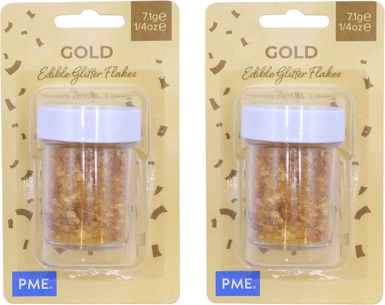 PME Gold Sparkling Glitter Flakes for Cake Decorating (7g), PACK OF 2 ...