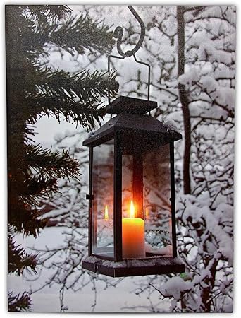 Amazon.com: BANBERRY DESIGNS LED Wall Art - Winter Lantern Lighted ...