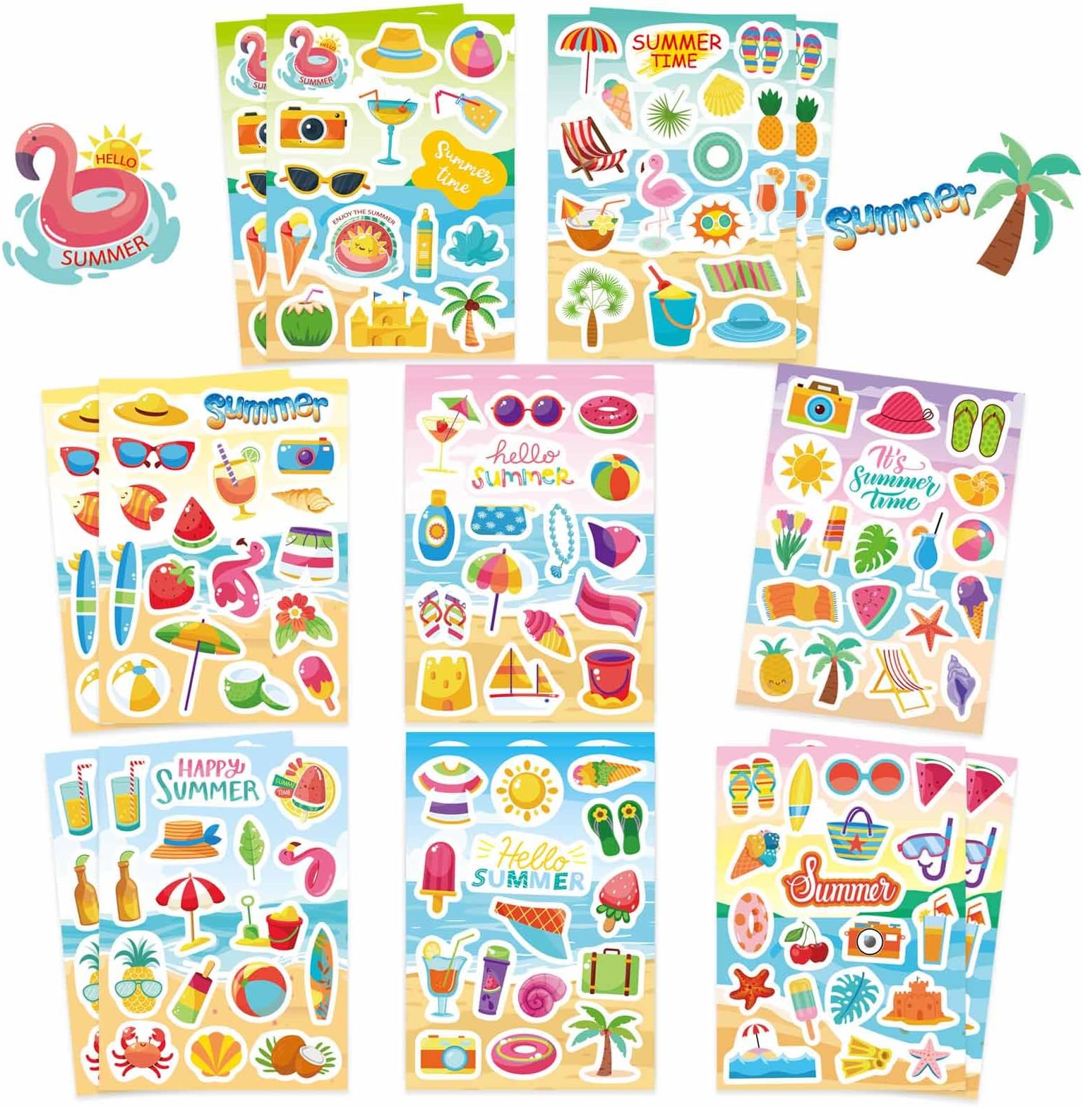 Amazon.com: 100 Pack Pool Beach Stickers, Summer Party Favors, Birthday ...