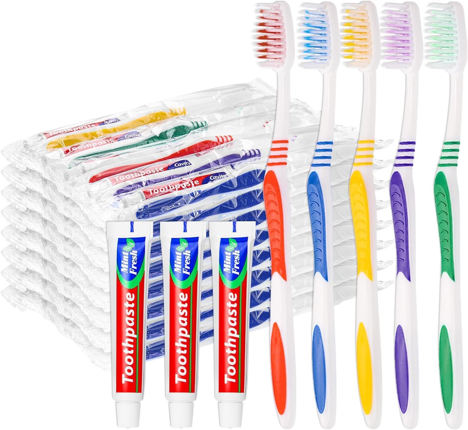 Amazon.com : SLequipo 25 Pack Disposable Toothbrushes with Toothpaste ...
