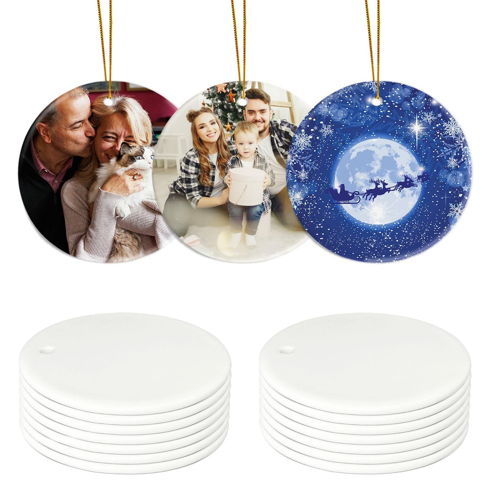 Amazon.com: Sublimation Ceramic Ornaments, Round Porcelain Discs, Bulk ...