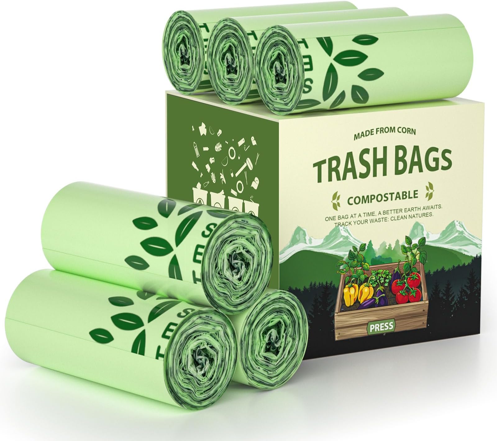 Amazon.com: AYOTEE 200 Count 1.2 Gallon Small Biodegradable Trash Bags ...