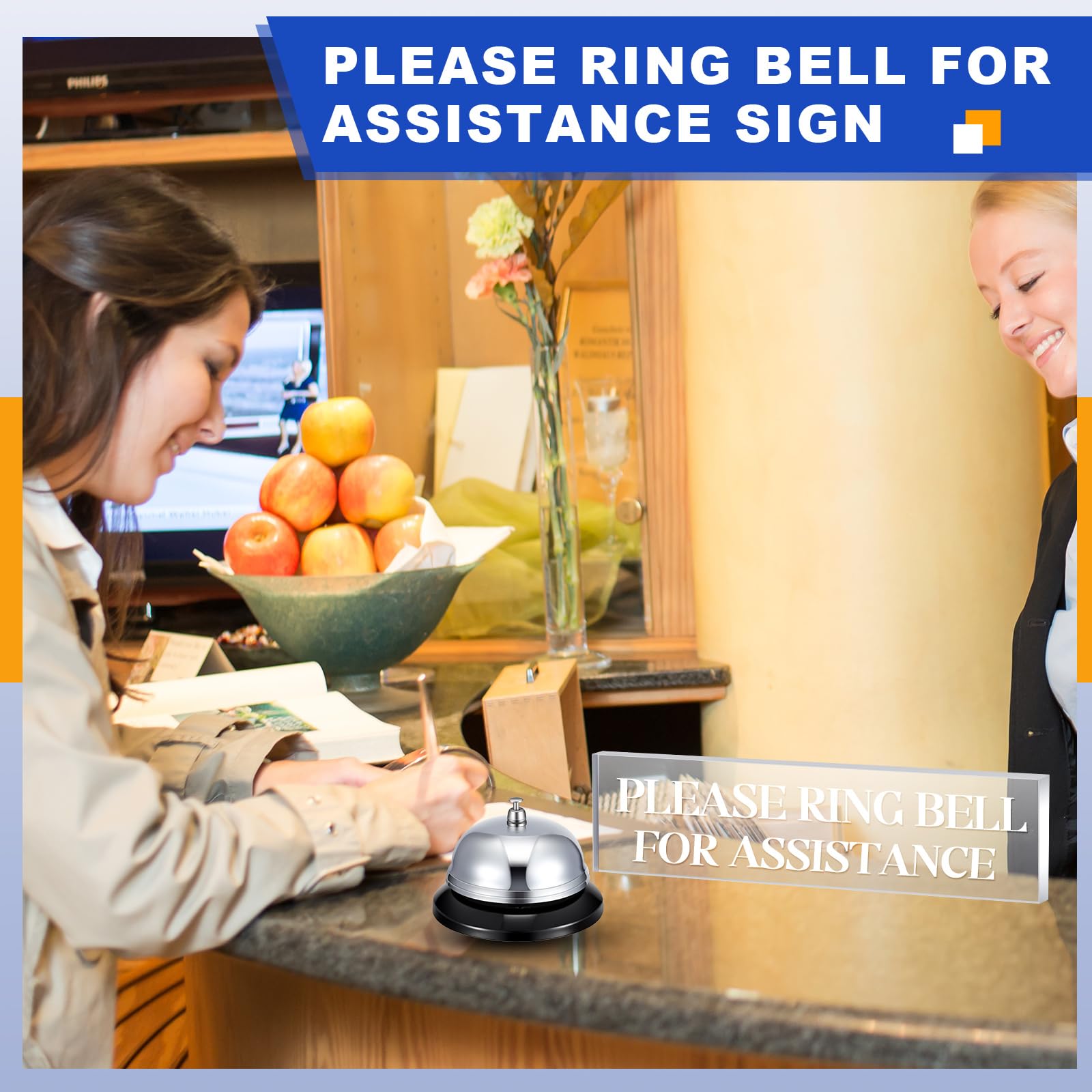 Snapklik.com : Desk Bell For Service And Please Ring Bell Sign 2" X 8 ...