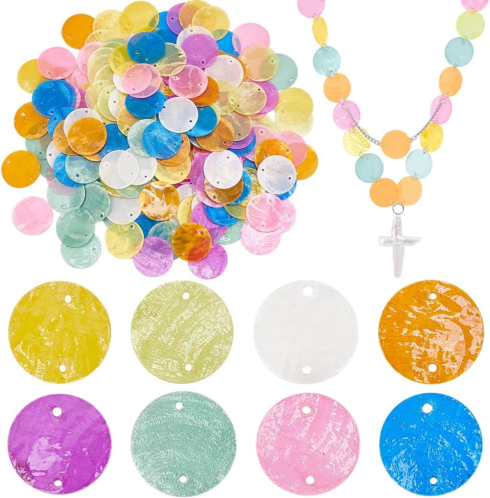 Amazon.com: PH PandaHall 240pcs 8 Colors 20mm Round Shells Pieces with ...