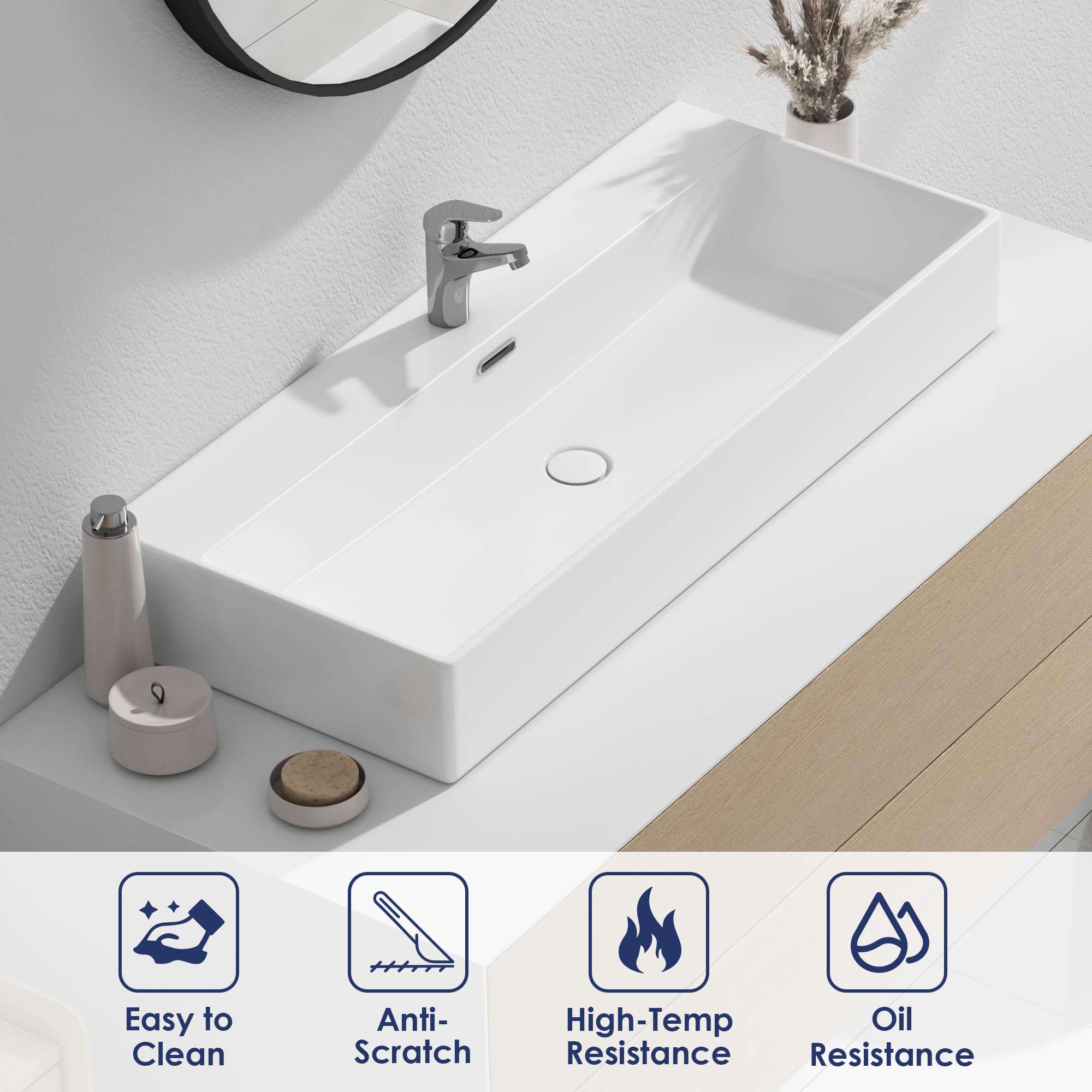 Snapklik.com : Eridanus Bathroom Sink Rectangle 40" X 16", Vitreous ...