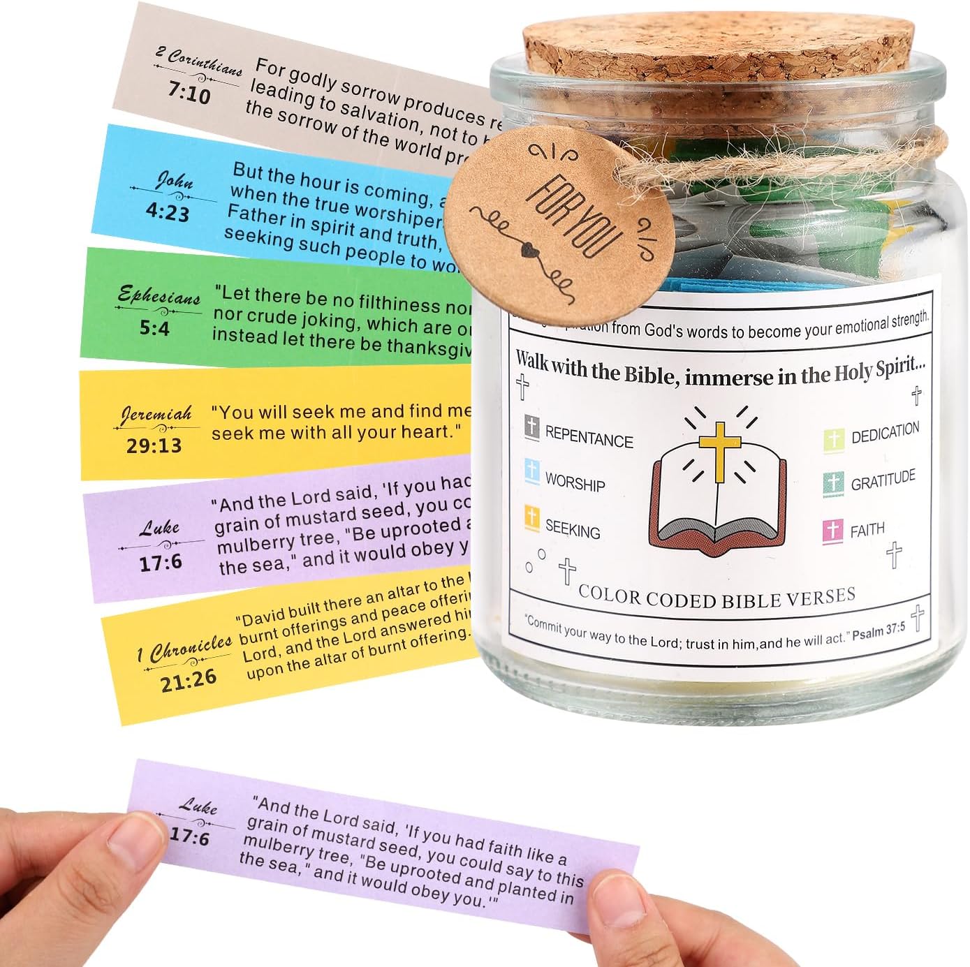 Amazon.com: Bible Verse Jar, Clear Scripture Holy Jar for Emotions and ...