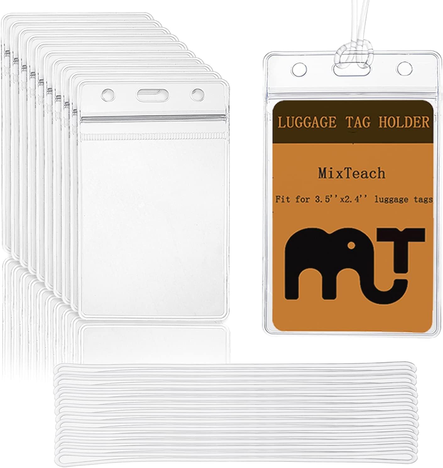 12 Pieces Clear Luggage Tags Bag Tag Holder Identification ID Card ...