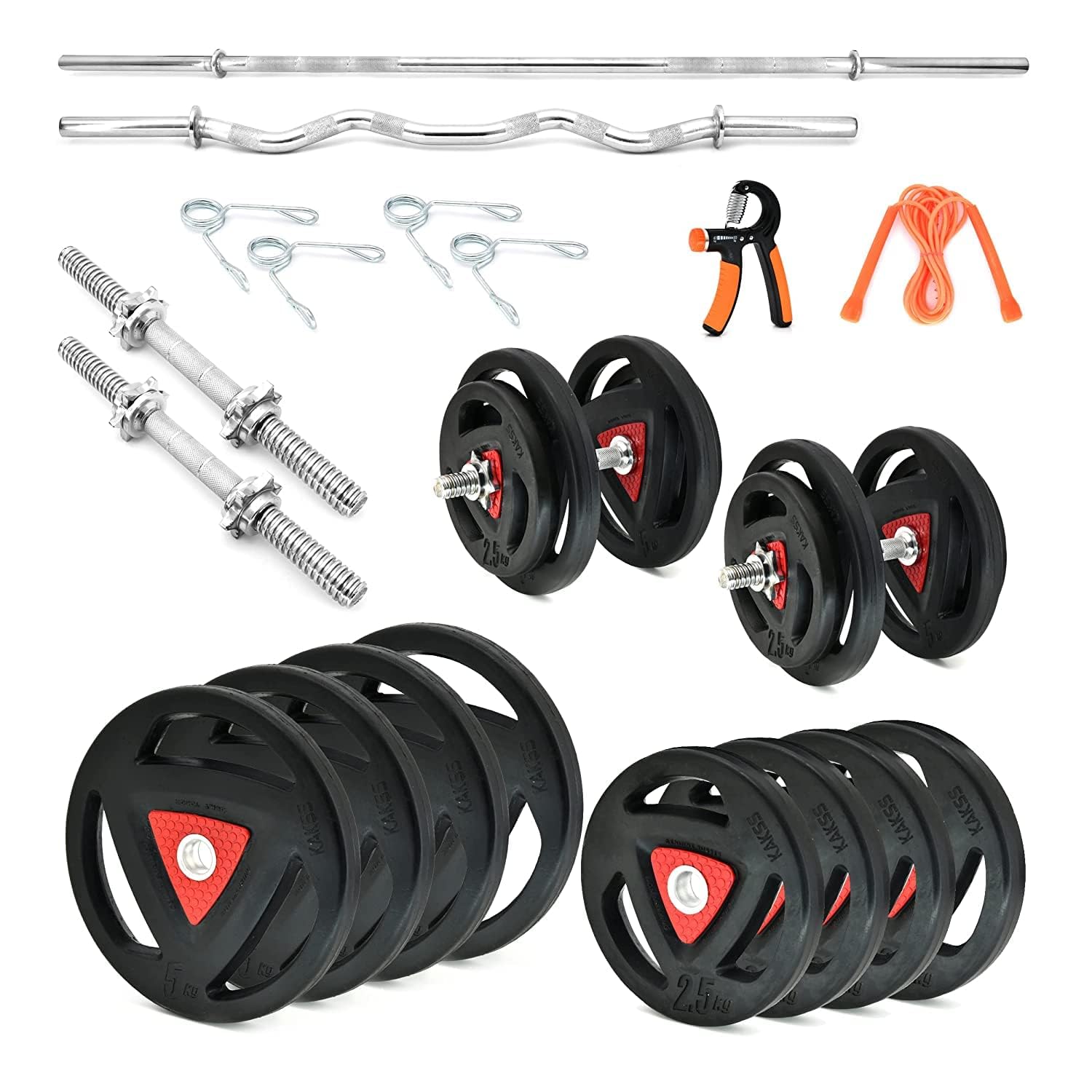 Buy KAKSS Home Gym Combo Metal Rubber Weight Plates (30mm Hole)5ft ...