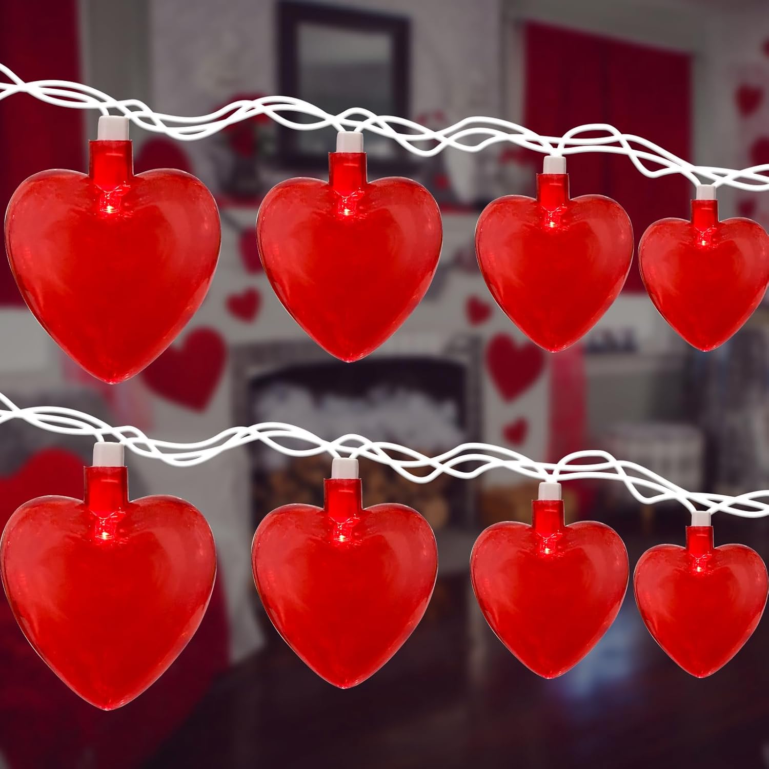 Amazon.com: 8.5Ft Red Heart String Lights, 8.5Ft Hanging Valentine's ...