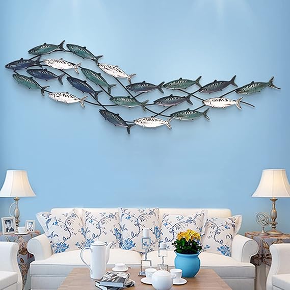 Amazon.com: Metal Fish Wall Art, Large Fish Wall Decor for Living Room ...