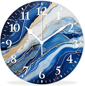 Amazon.com: Kyvita Marble Wall Clock Silent Non-Ticking Battery ...