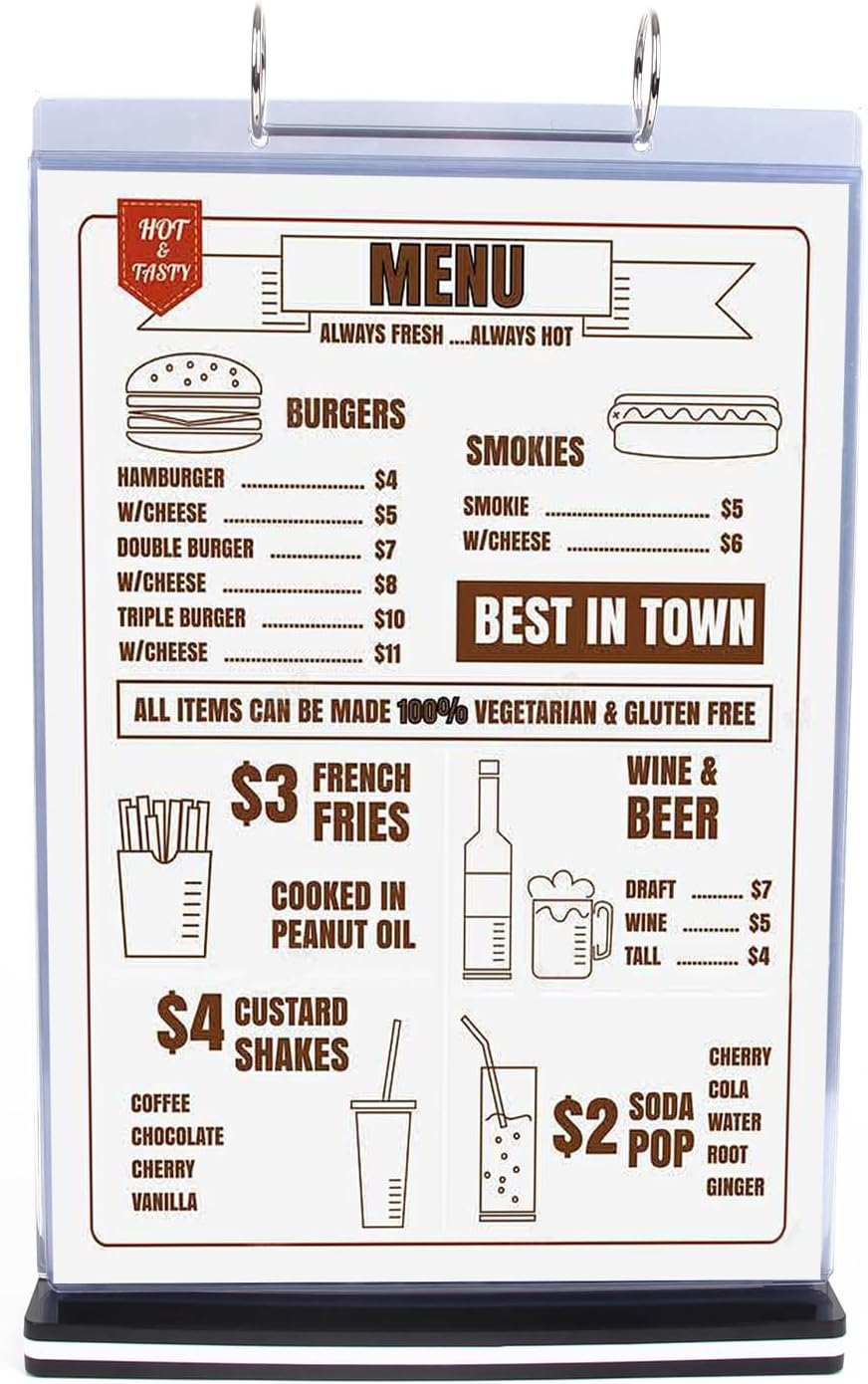 Amazon.com: A5 Walnut Wood Sign Holder Vertical Table Card Flip Display ...