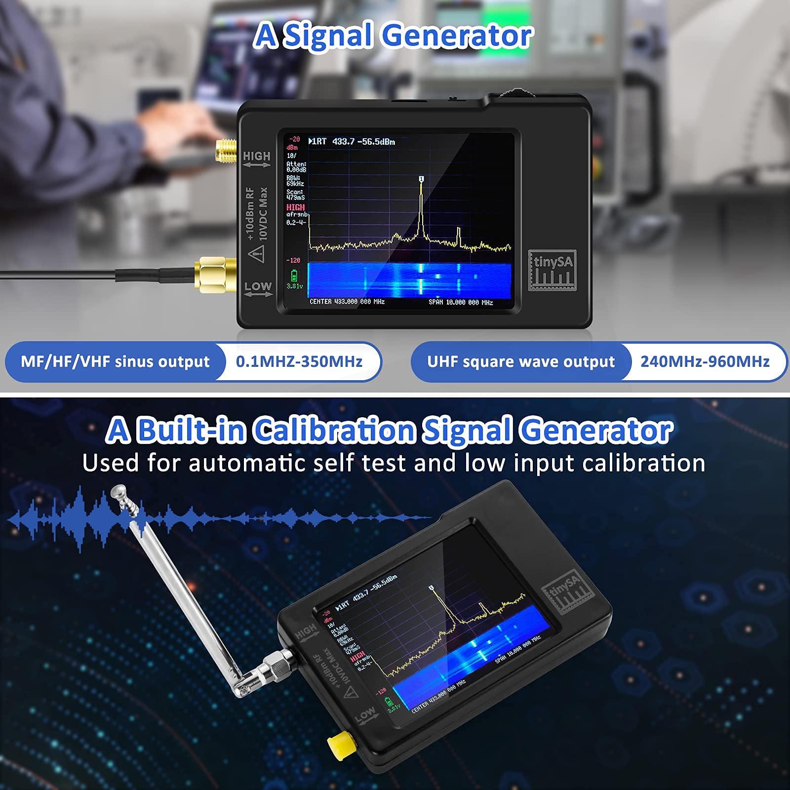Snapklik.com : Portable Tinysa Spectrum Analyzer - AURSINC V031 ...