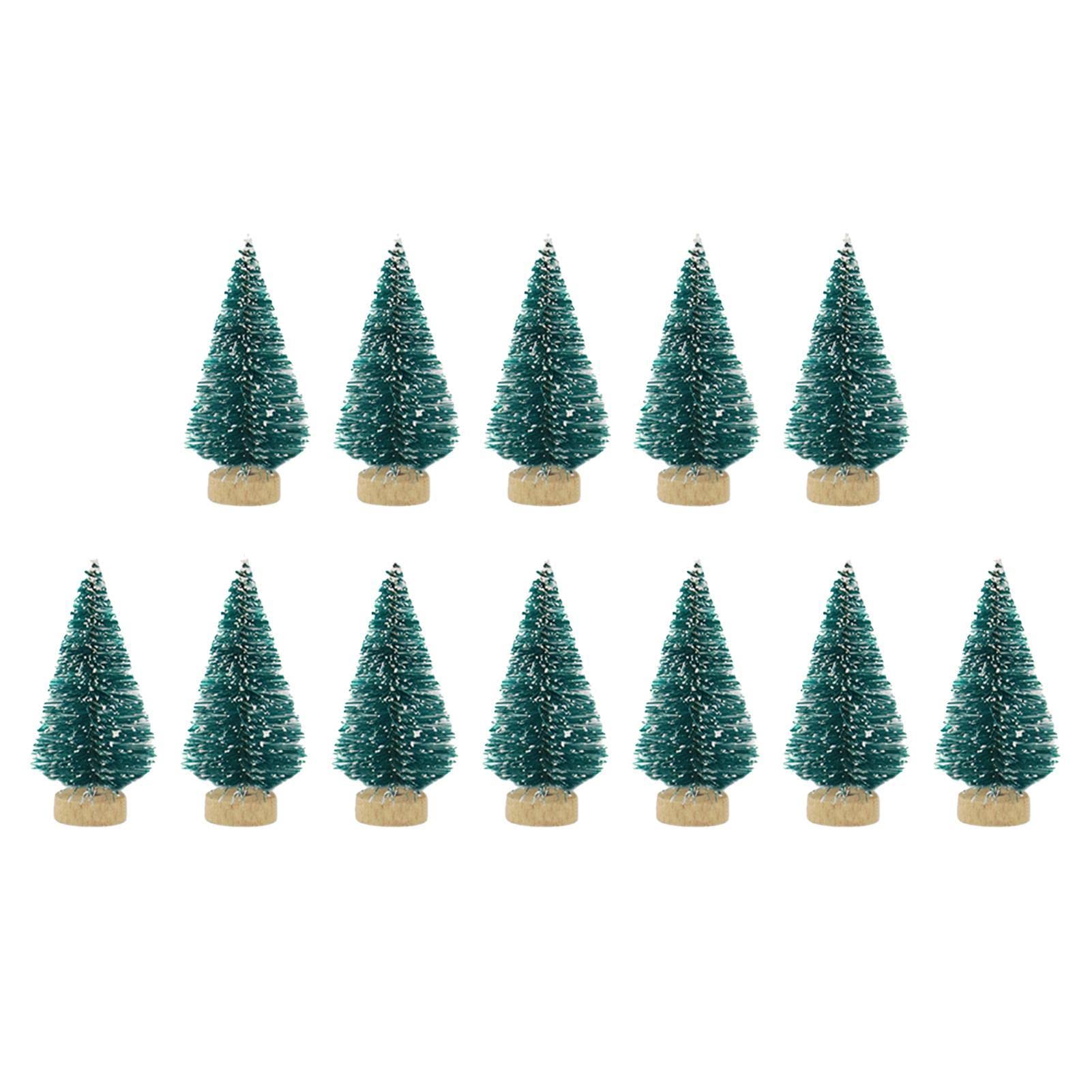 12Pcs Minis Christmas Tree Miniature Snow Frosted Sisal Christmas Trees ...