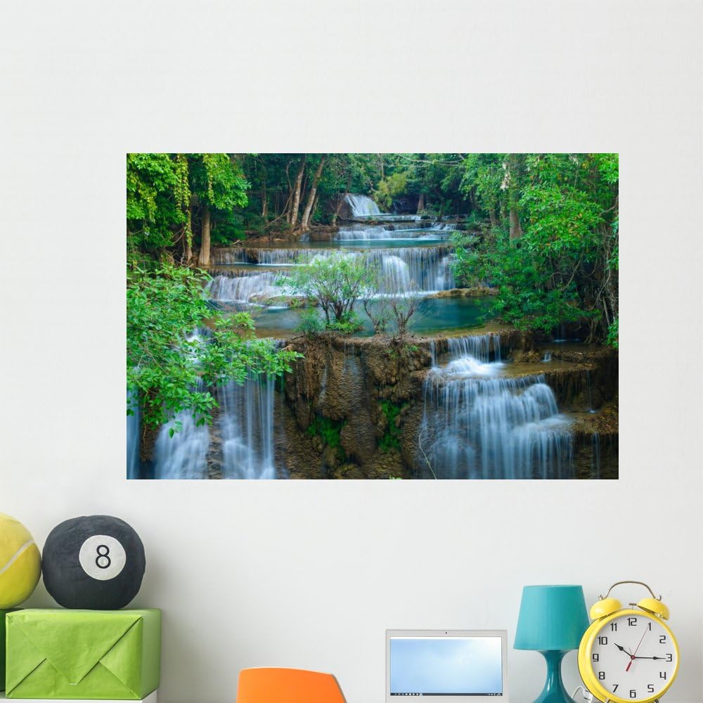 Amazon.com: Wallmonkeys Deep Forest Waterfall Kanchanaburi Wall Mural ...