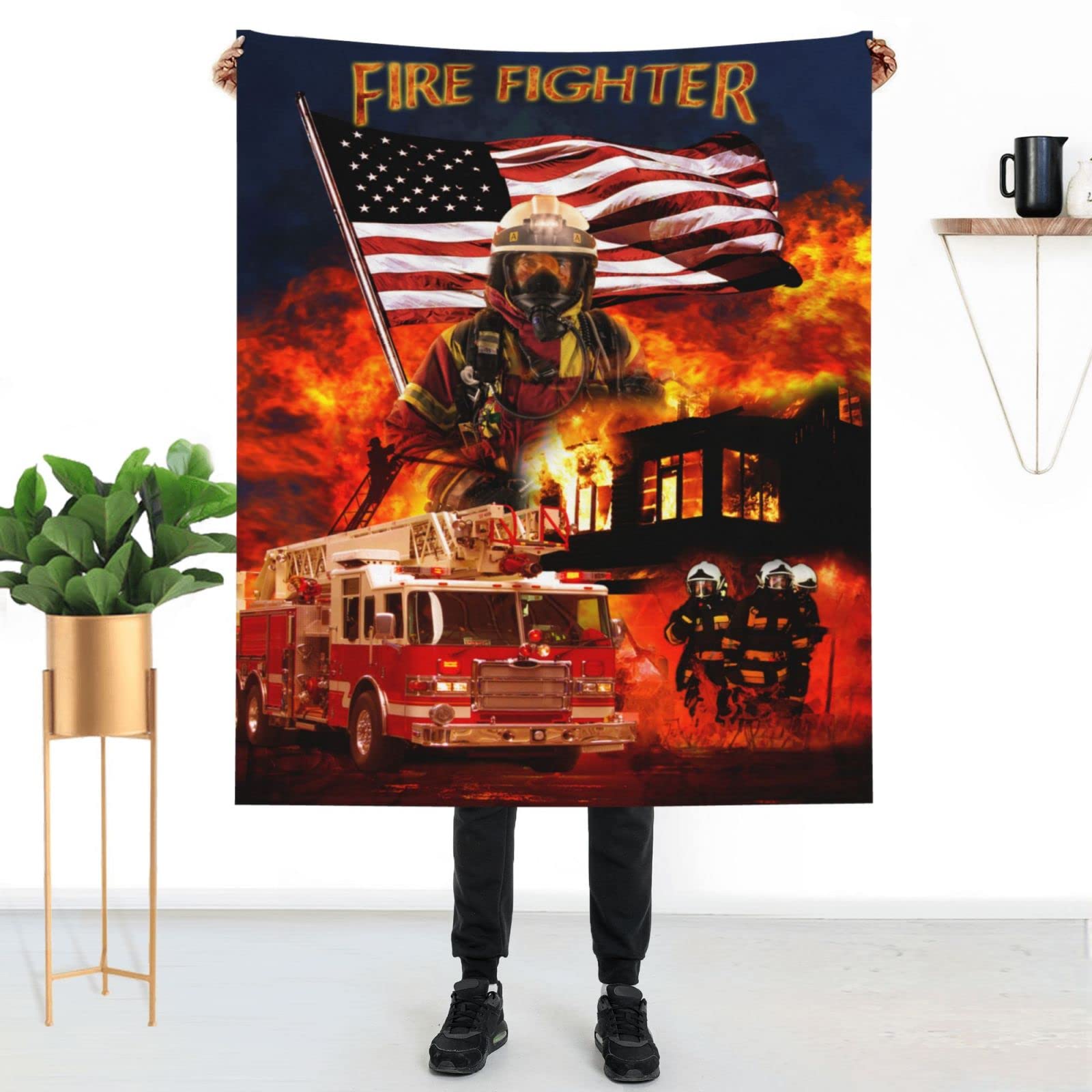 Amazon.com: Firefighter Blanket Fireman Gifts for Men Fire Fighter Hero ...