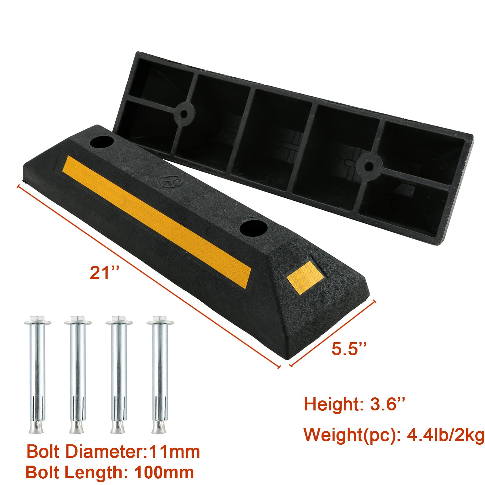 ATPEAM Rubber Curb Vehicle Floor Stopper Heavy Duty 2 Pack Black ...