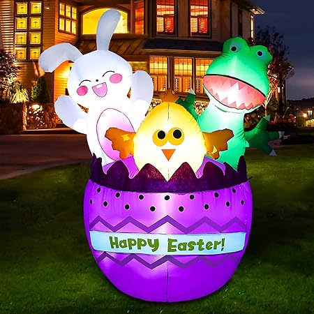 Amazon.com: Easter Inflatables Yard Decorations, 6FT Blow Up Easter ...