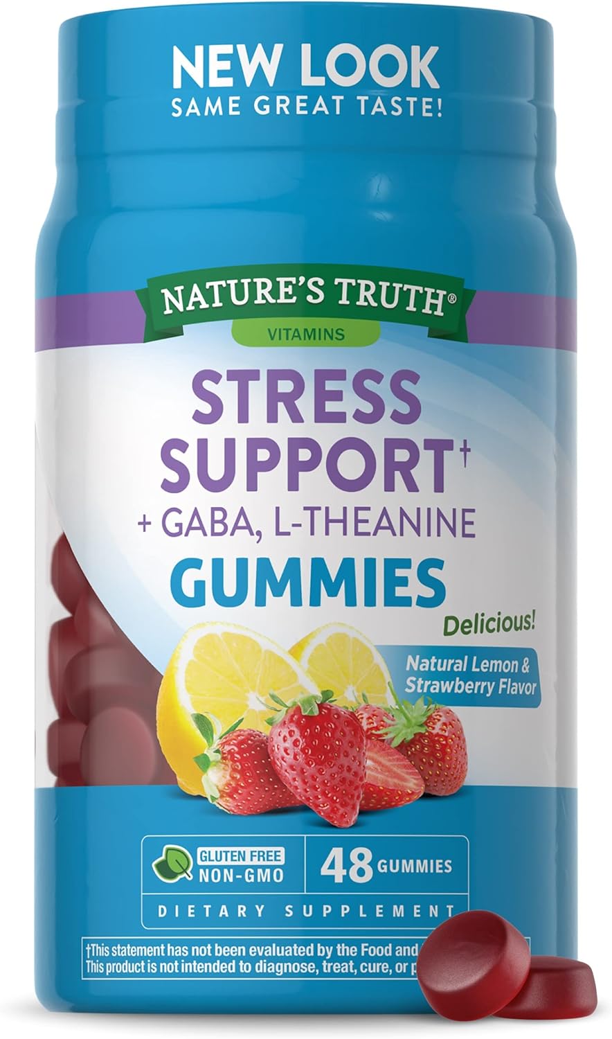 Amazon.com: Nature's Truth Stress Relief Gummies for Adults | with Gaba, L Theanine and Lemon ...