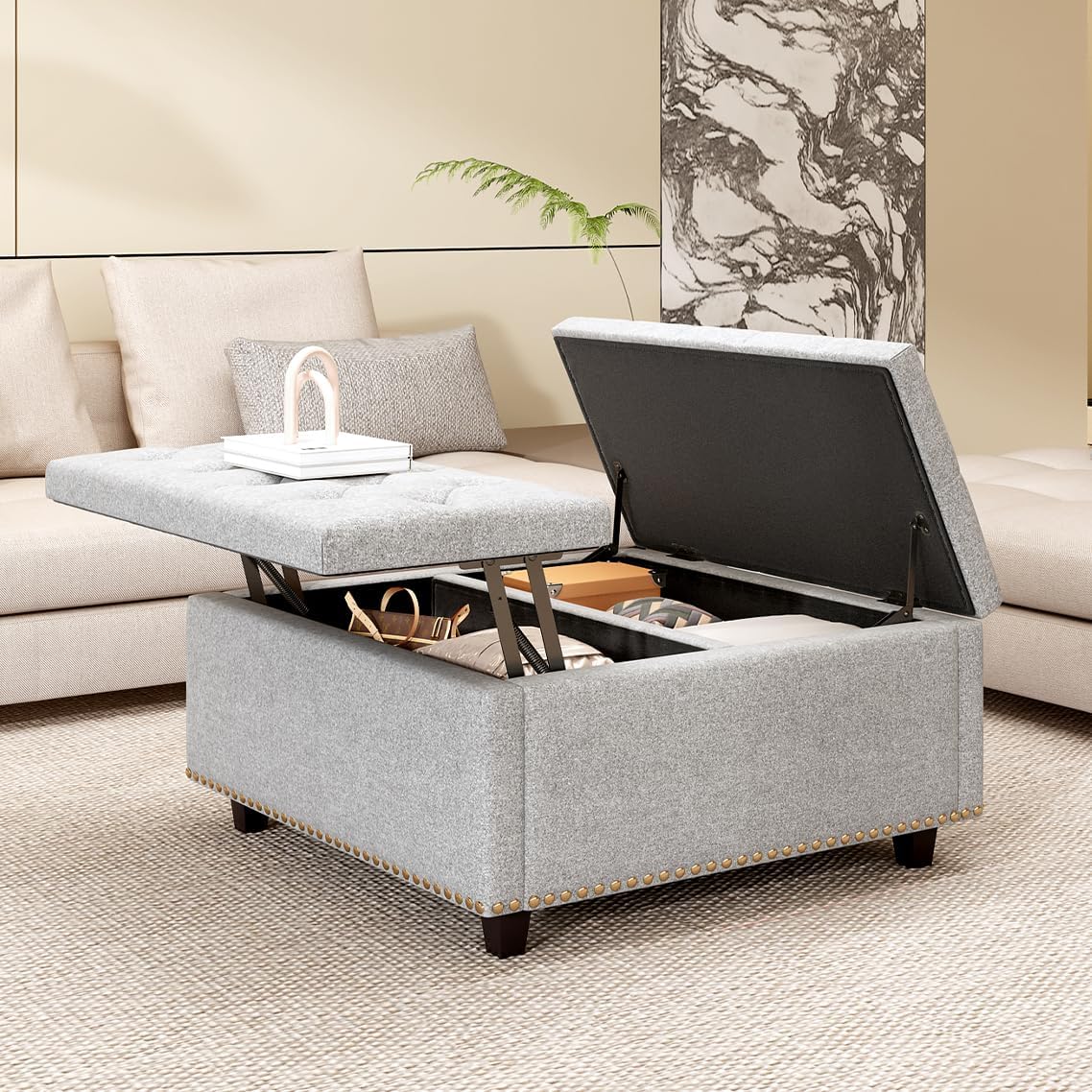 Amazon.com: Lin-Utrend Oversized Storage Ottoman with Lift Top, Large ...