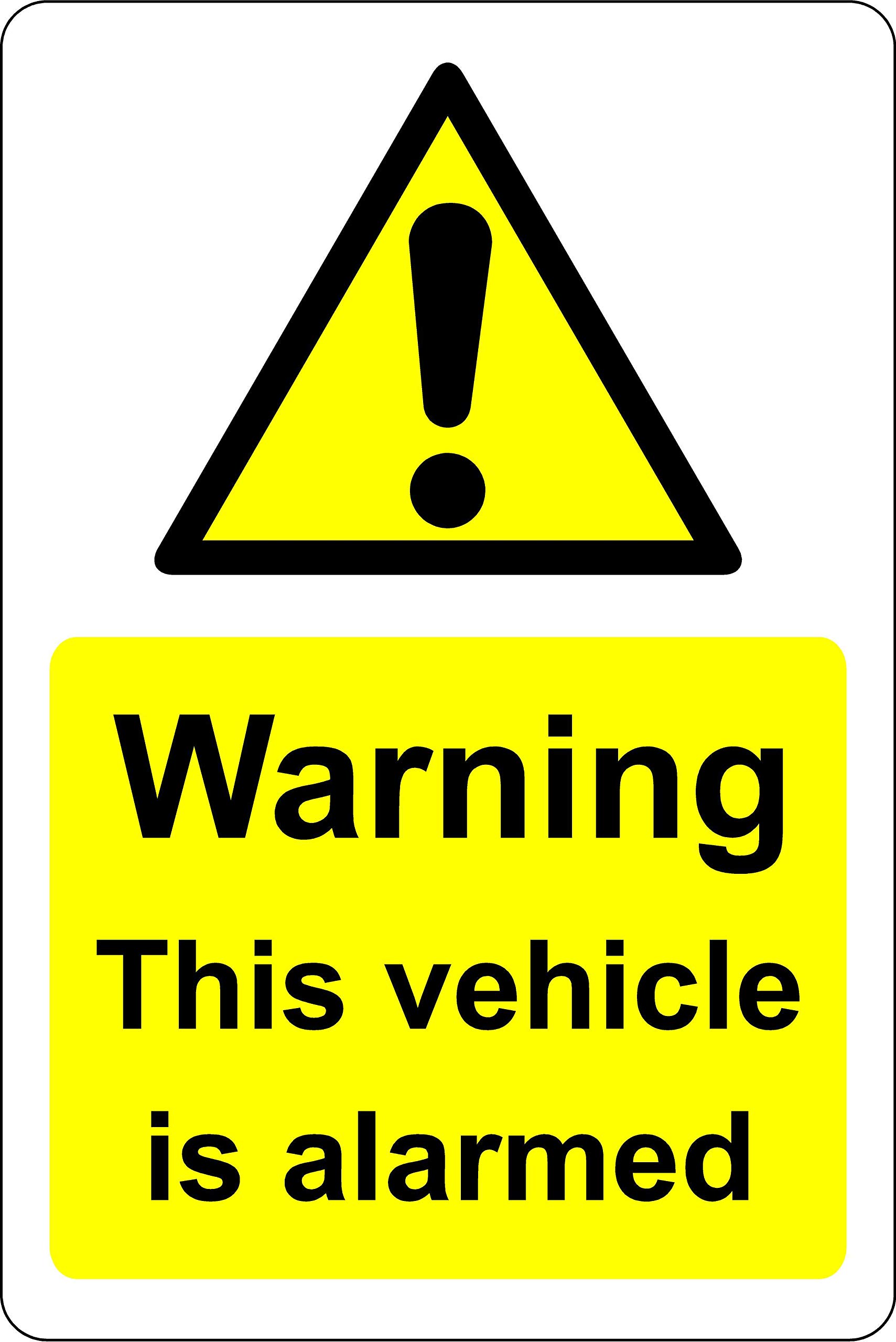 Warning this vehicle is alarmed Car safety sign - Self adhesive sticker ...