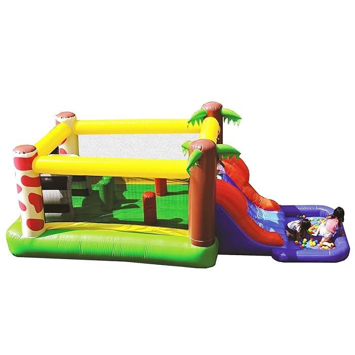 Buy JumpOrange Jungle Inflatable Trampoline with Blower,Slide and ...