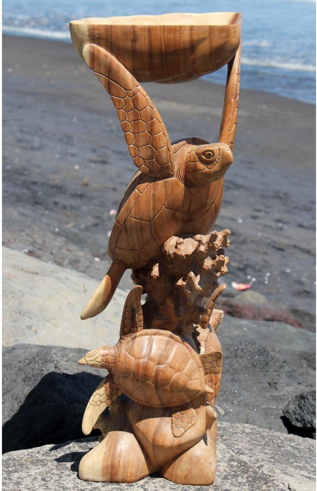 Amazon.com: Fair-trade Solid Wooden Turtle Statue | Bowl : Home & Kitchen
