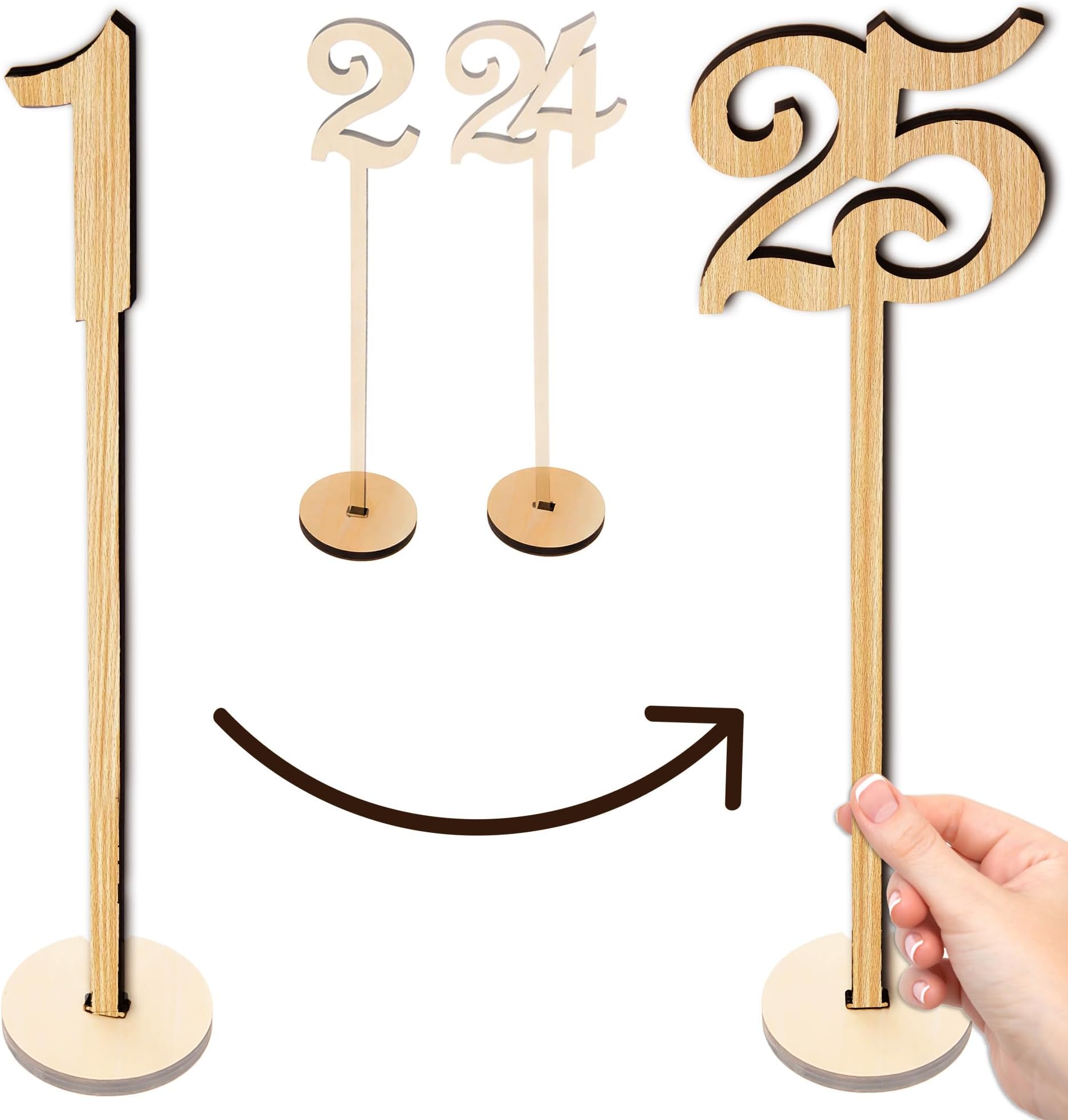 Merry Expressions Wooden Table Numbers (1 to 25) 34cm Tall Wedding ...