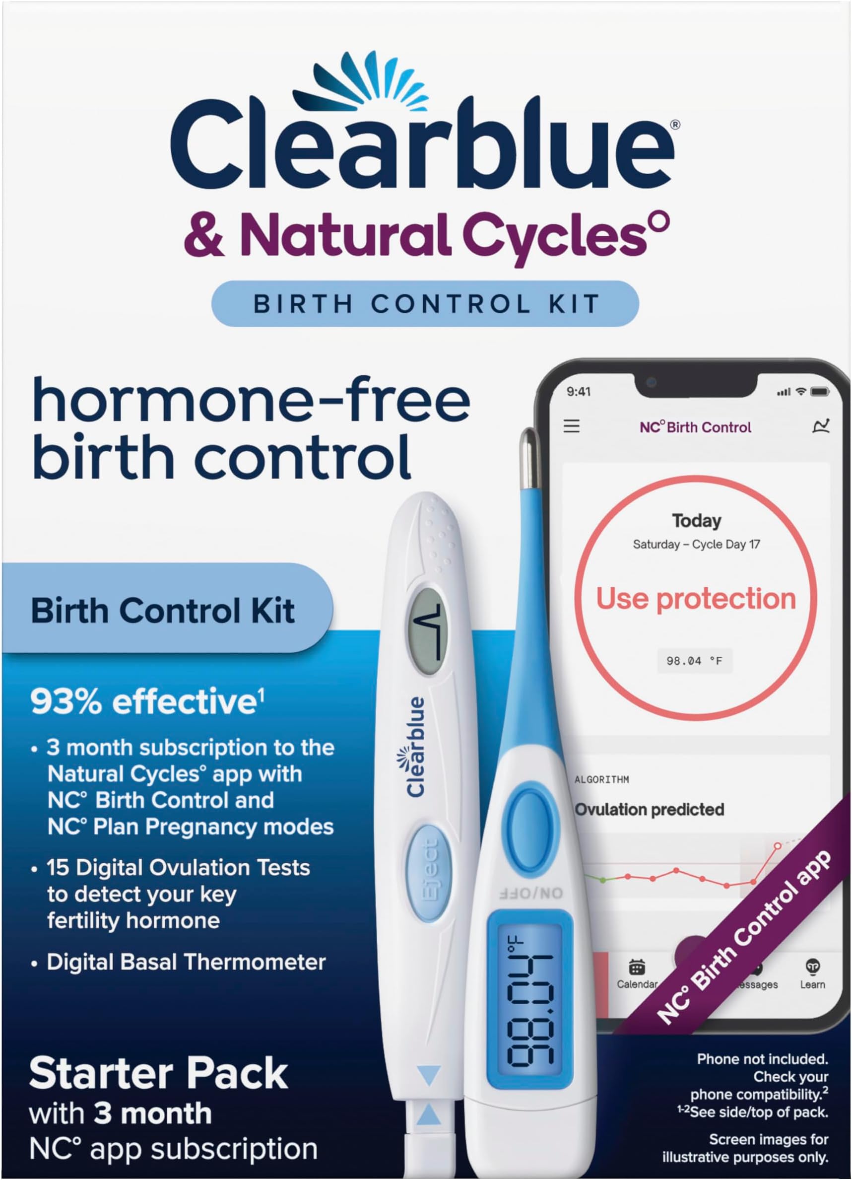Amazon.com: Clearblue & Natural Cycles Hormone-Free Birth Control Kit ...
