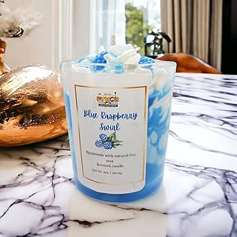 Amazon.com: Blue Raspberry Swirl Dessert Candle, Whipped Creamy Topping ...