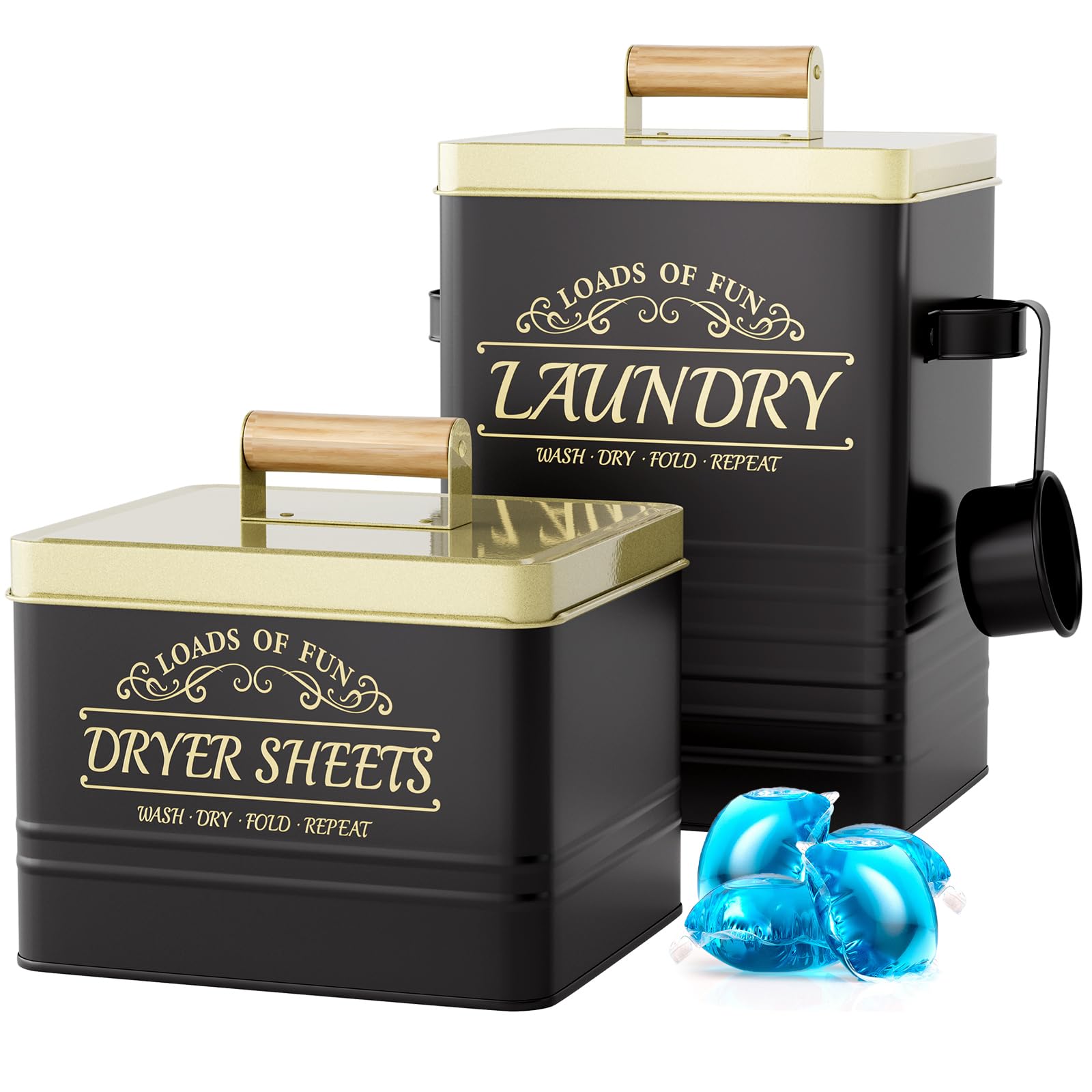 Amazon.com: 2PC Metal Laundry Pods Container with Dryer Sheet Holder ...