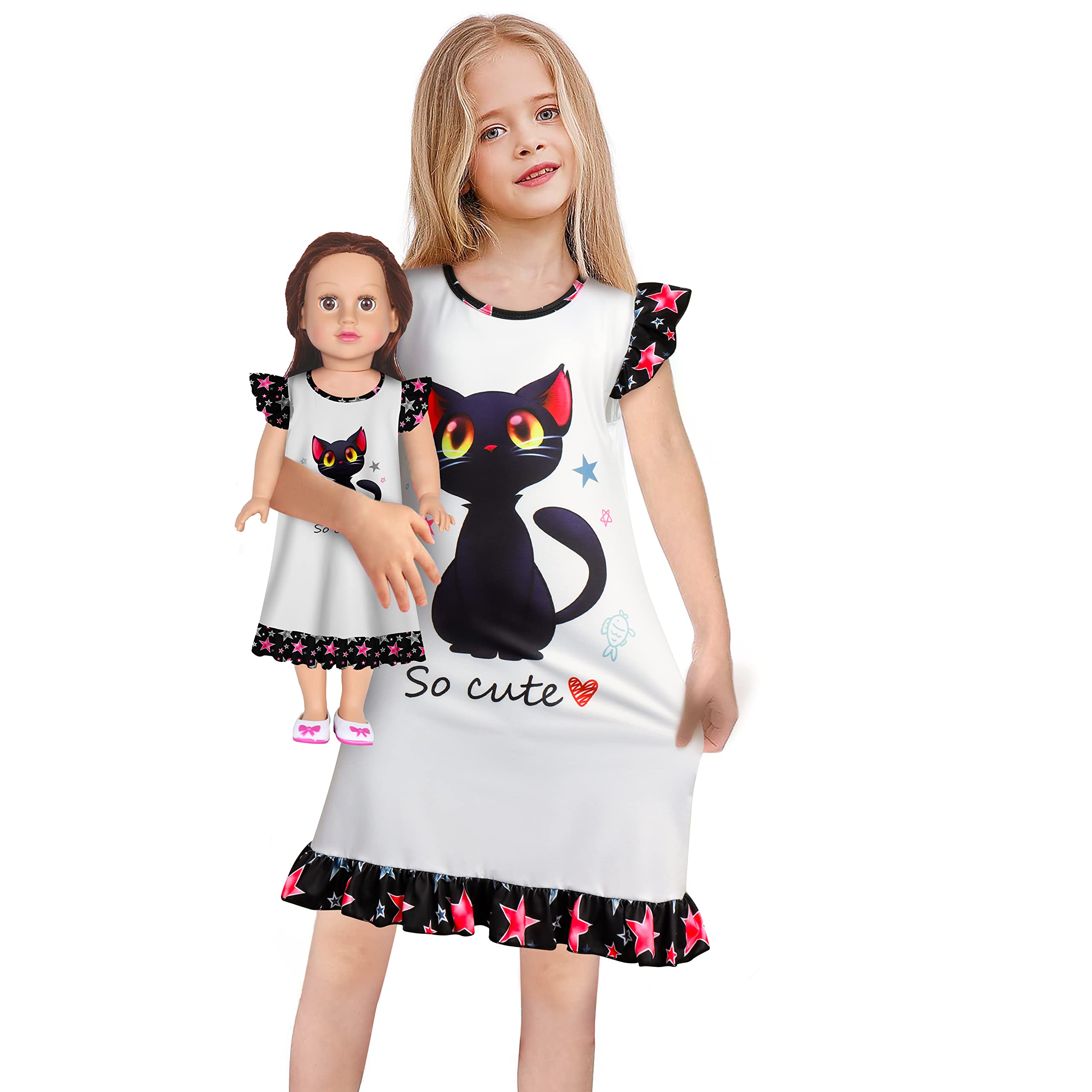 Snapklik.com : Matching Doll And Girl Nightgown Flutter Short Sleeves ...