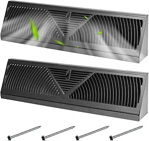 15 Inch Black Floor Baseboard Diffuser Register (Duct Opening Size), 2 ...