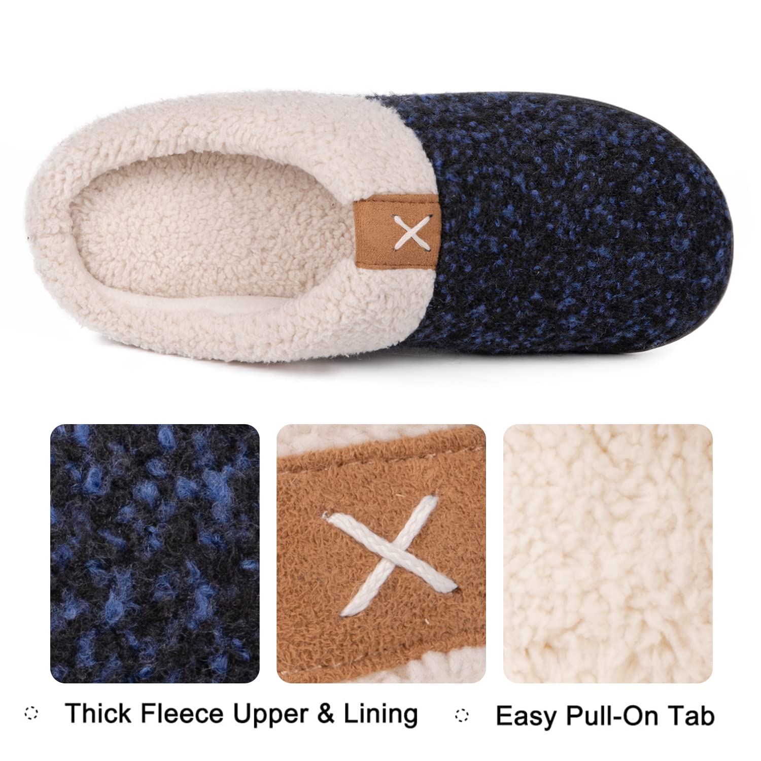 Snapklik.com : VeraCosy Mens Comfort Memory Foam Slippers Wool-Like ...