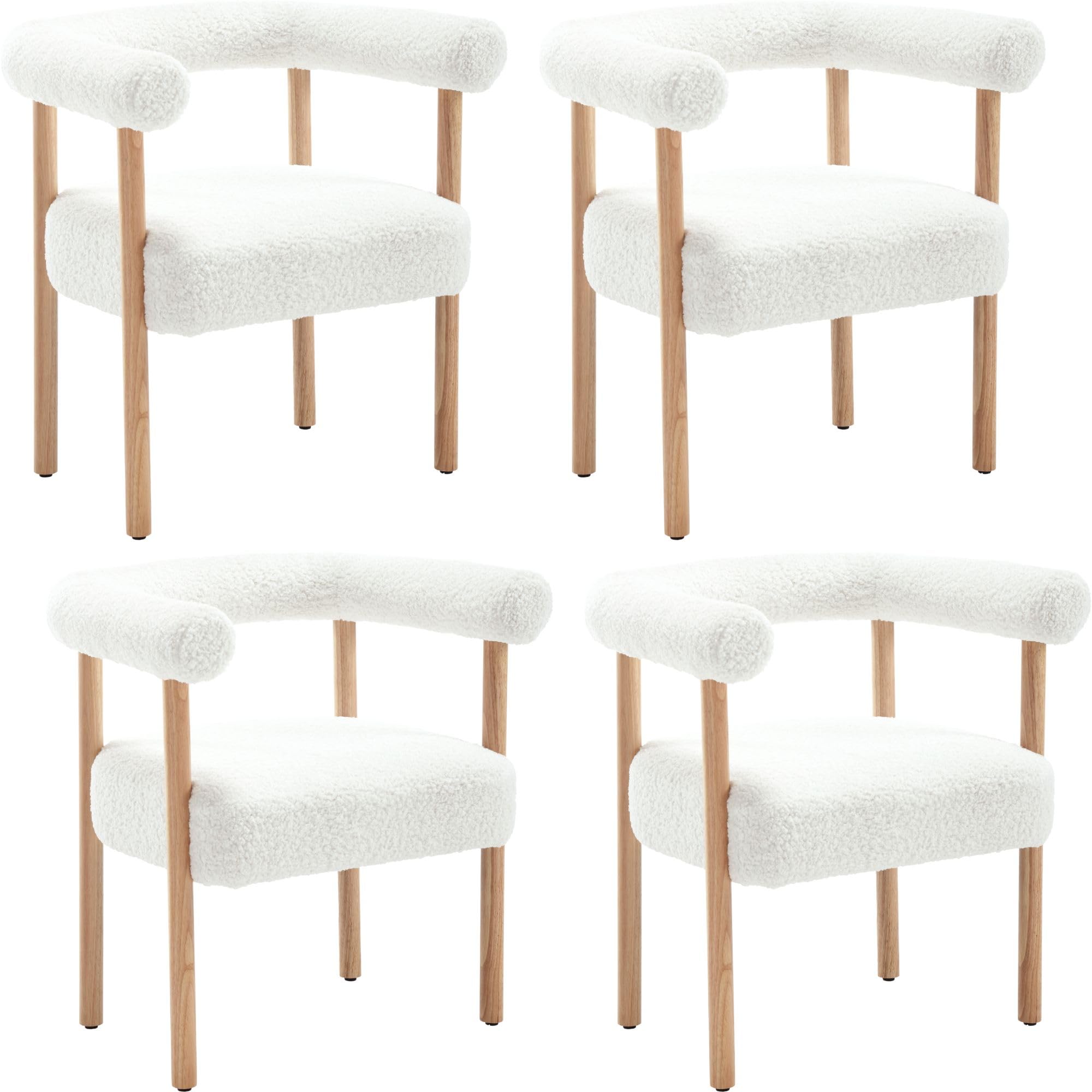 Amazon.com - BESTANO Mid-Century Modern Dining Chairs Set of 4, Armrest ...