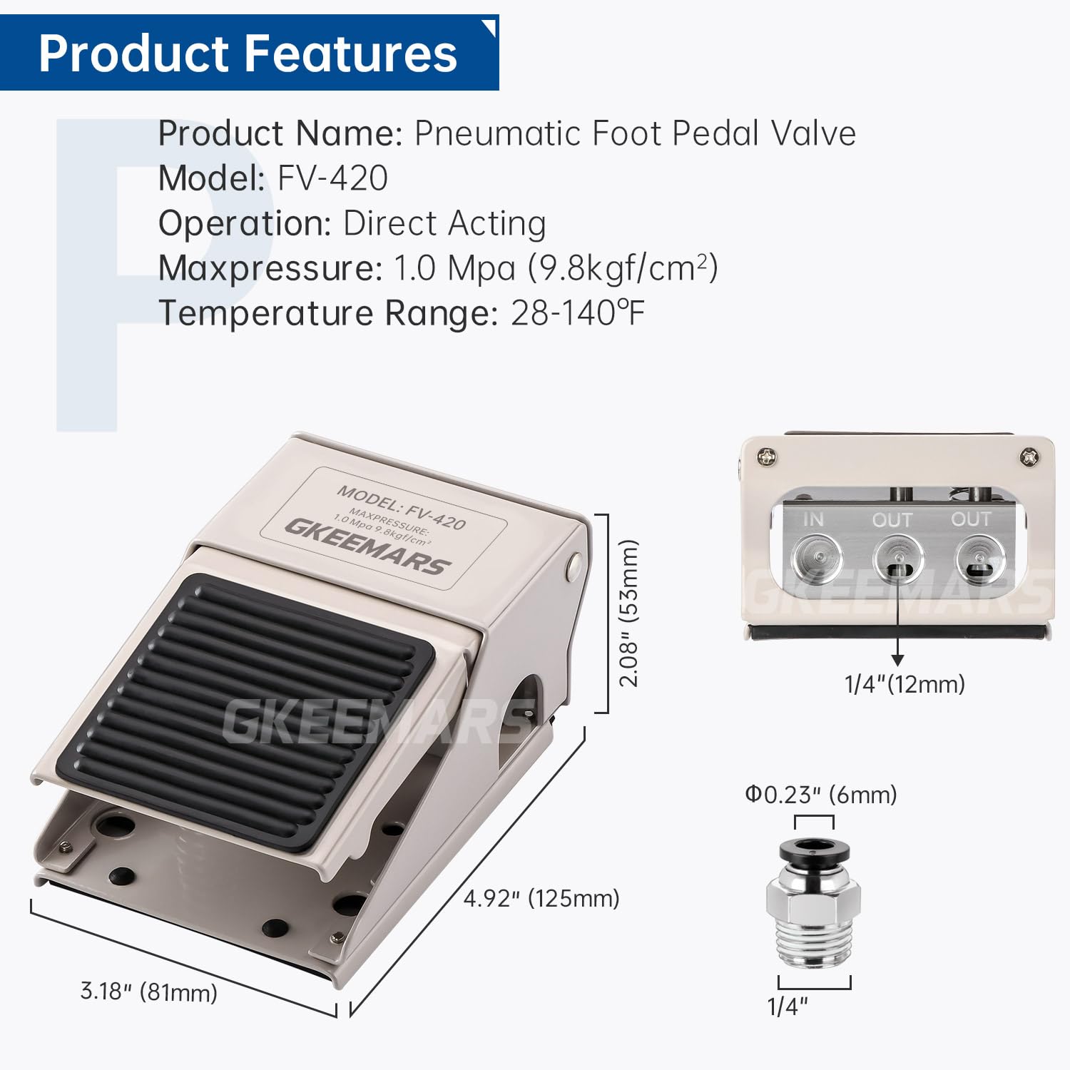 Snapklik.com : Pneumatic Foot Pedal Valve FV-420 1/4” NPT Threaded ...