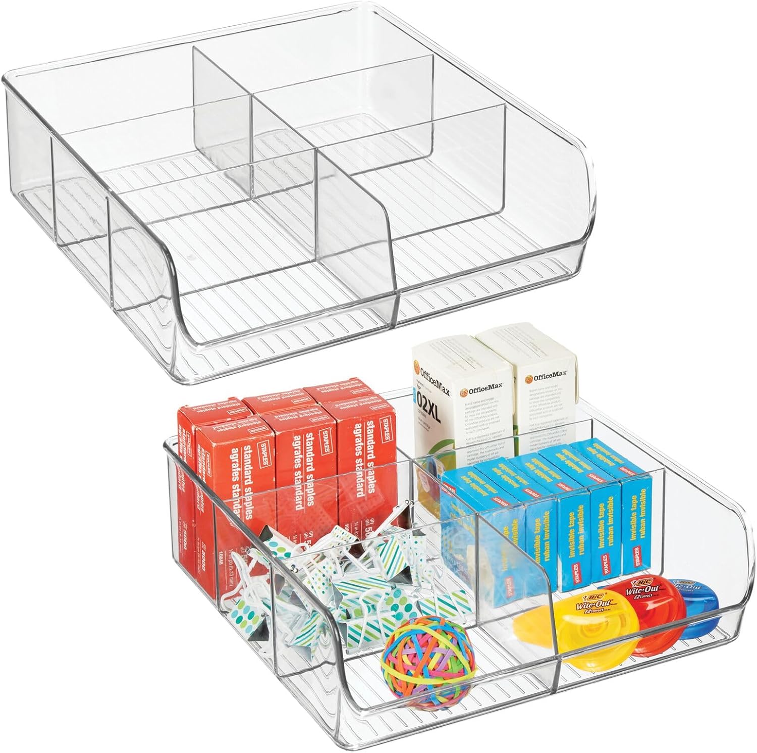 mDesign Set of 2 Open Storage Box for Office and Craft Supplies ...