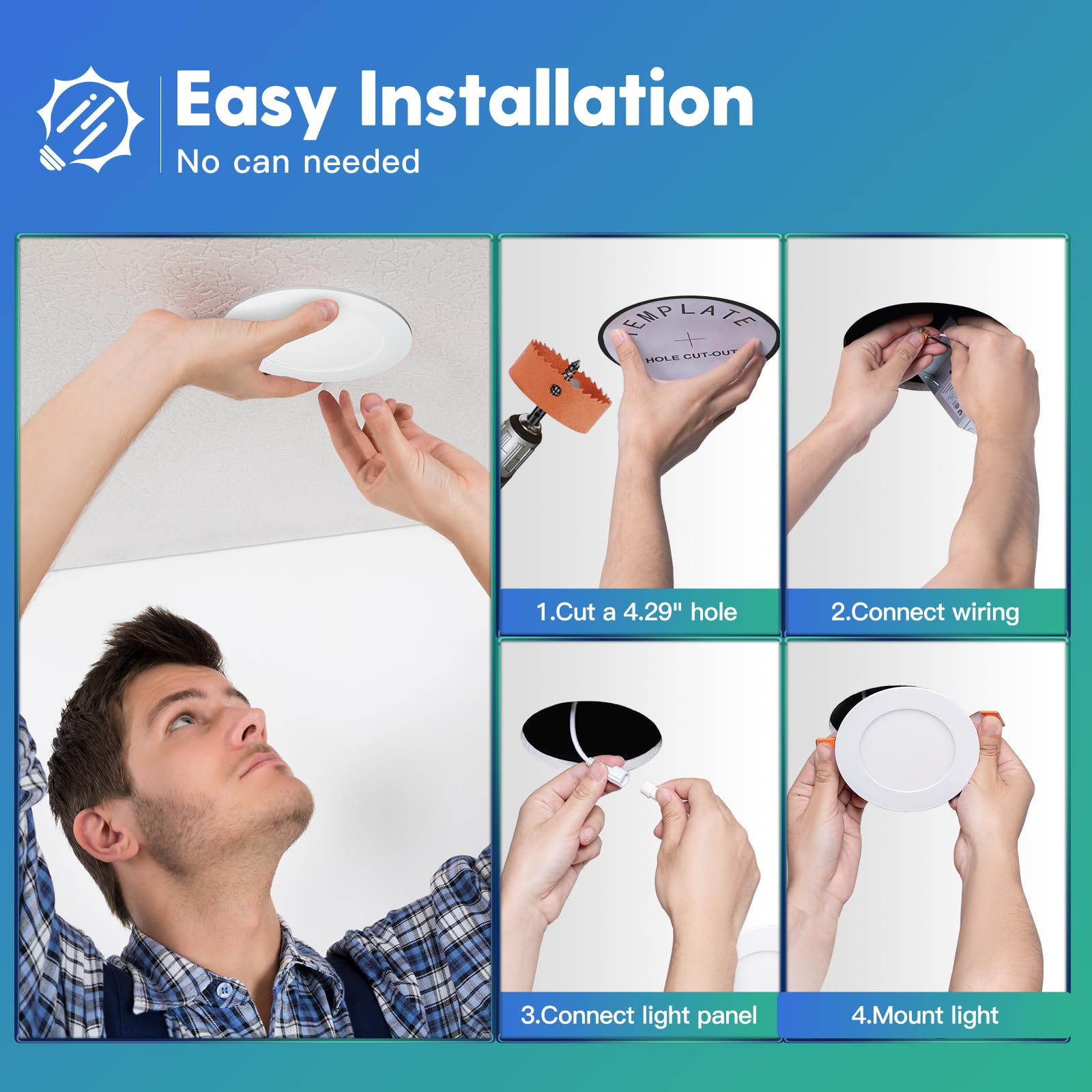 Snapklik.com : FREELICHT 1 Pack 4 Inch 5CCT Ultra-Thin LED Recessed ...