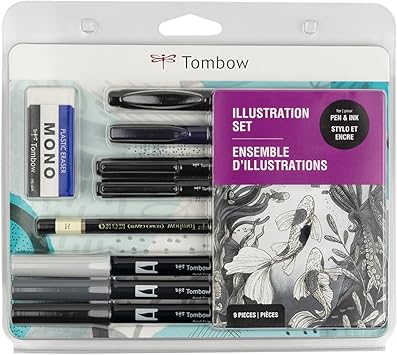 Amazon.com: Tombow 56302 Illustration Set. Includes 9 Tools for Drawing ...