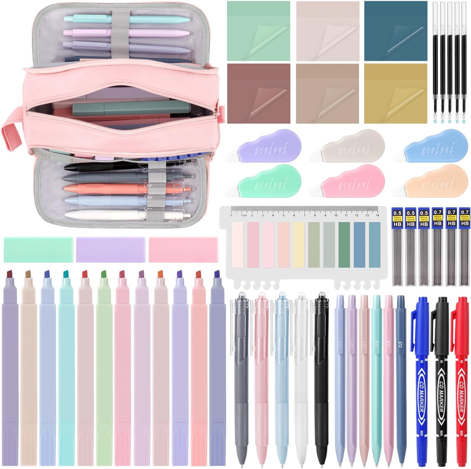Amazon.com: Sinload 60 Pcs Aesthetic Book Annotation Kit Pencil Case ...