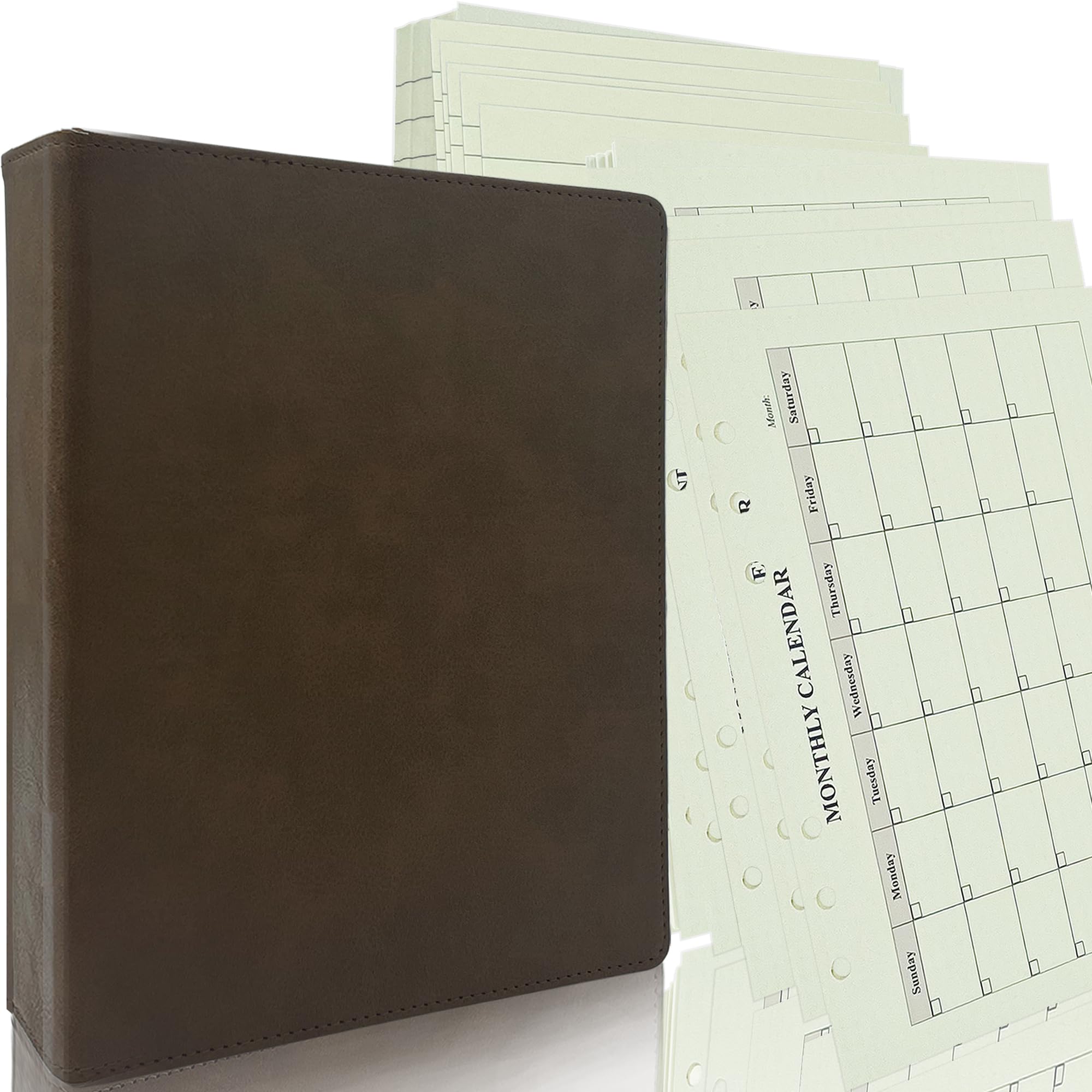 Amazon.com : Metrubyone A5 Leather Planner Binder 1 Inch Rings with ...