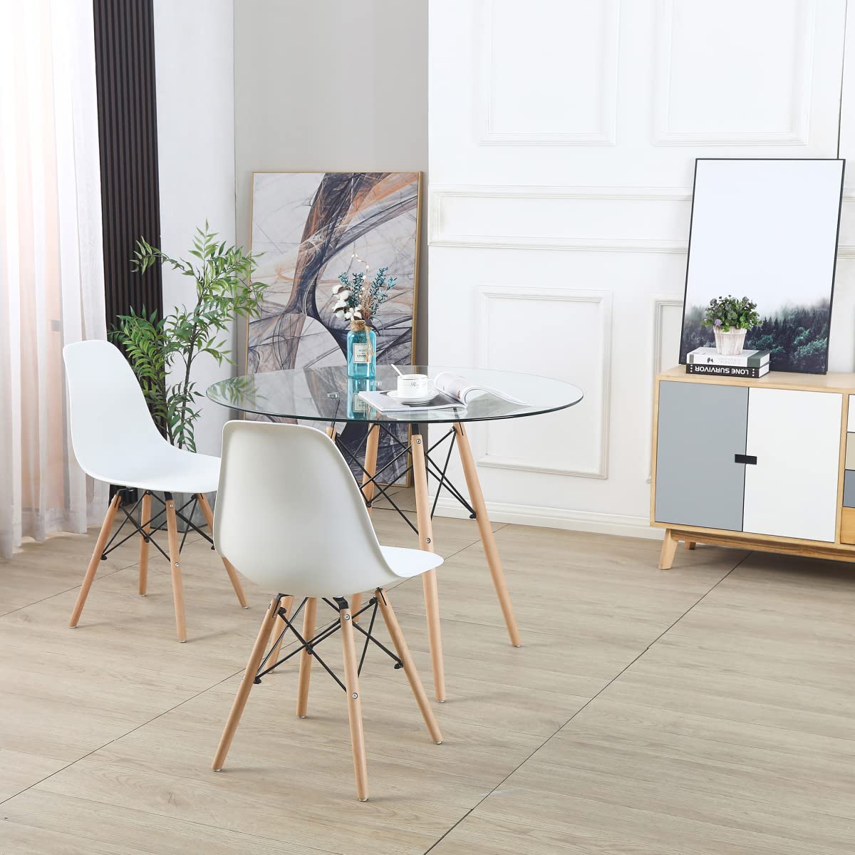 Buy Home Box Dimi 5-Piece 4-Seater Glass Top Round Dining Set 100 x 75 ...