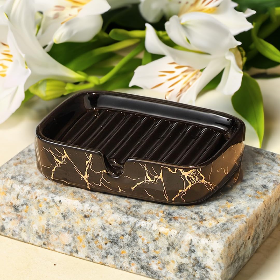 FabSeasons Self Draining Ceramic Soap Holder, Leaf Shaped Bar Soap ...
