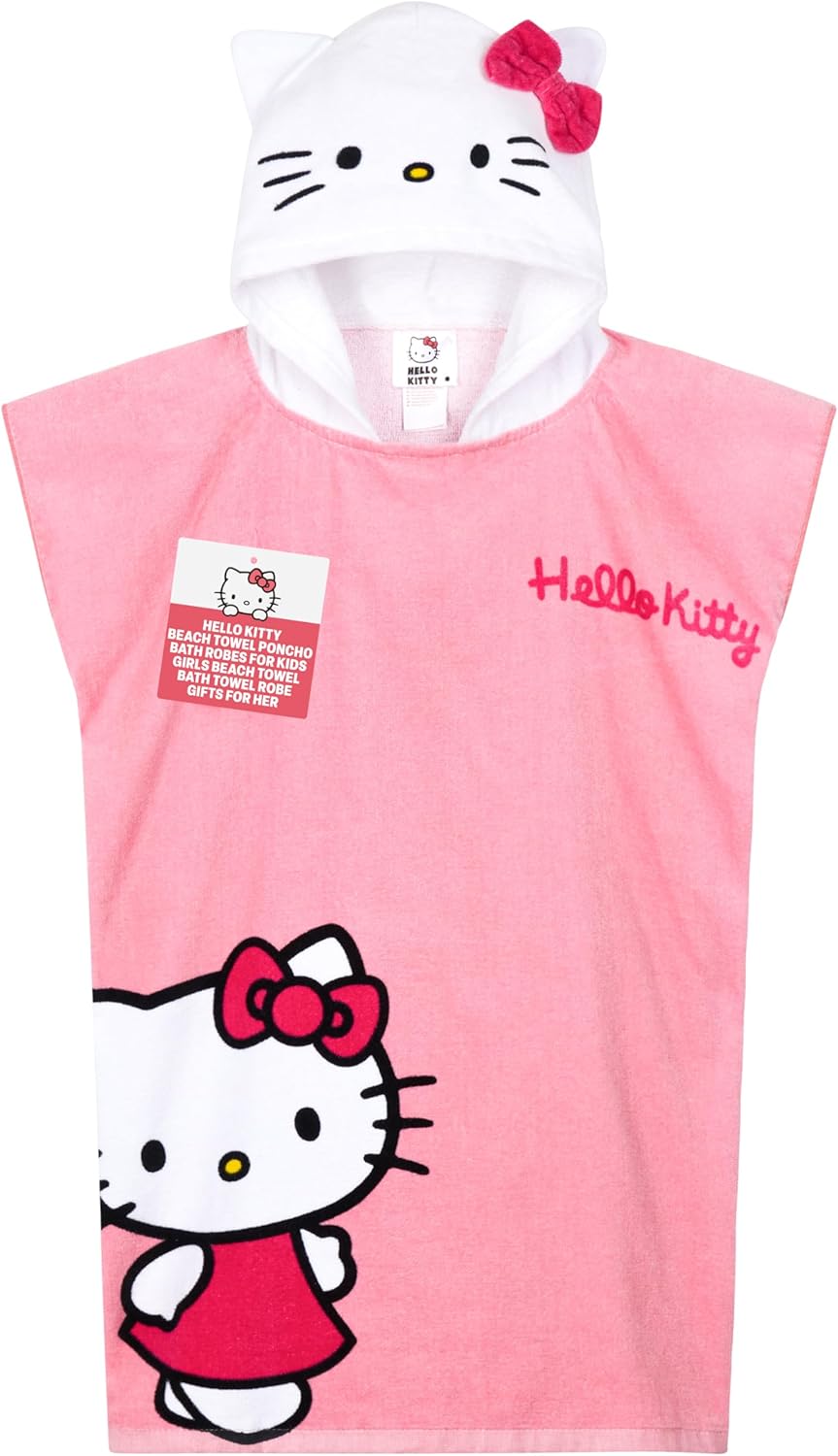 Amazon.com: Hello Kitty Beach Towel with Hood for Girls Cinnamoroll ...